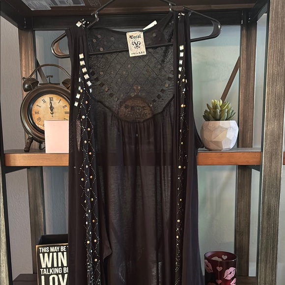 Vocal | Jackets & Coats | Vocal Sheer Embellished Sleeveless Vest With Stones Rocker Fun | Poshmark